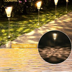 JACKYLED 8 Pack Solar Pathway Lights with Ripple Effect, 3 Modes, Solar Walkway Lights Outdoor Waterproof Garden Landscape Decorative Lighting Auto On/Off for Path Driveway Backyard Lawn