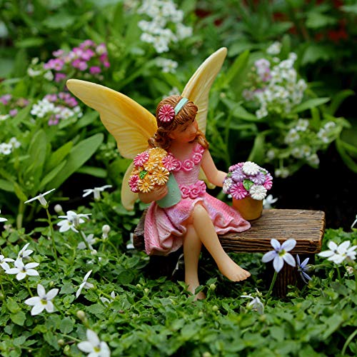 PRETMANNS Fairy Garden Fairy Figurine - an Adorable Fairy for Garden - Fairy Garden Accessories for a Miniature Fairy Garden - Garden Fairy Figurine - Sitting Fairy Isabella 1 Item