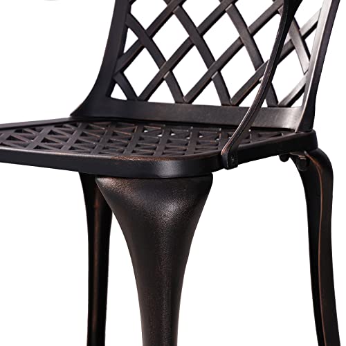 Withniture Cast Aluminum Patio Chairs Set of 2, Patio Bistro Dining Chairs Set with Large Back, All Weather Metal Outdoor Chairs for Garden Deck Backyard, Lattice Weave Design