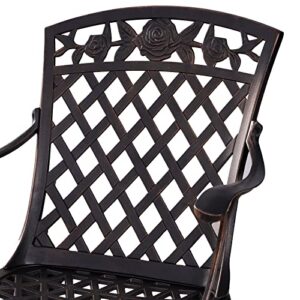 Withniture Cast Aluminum Patio Chairs Set of 2, Patio Bistro Dining Chairs Set with Large Back, All Weather Metal Outdoor Chairs for Garden Deck Backyard, Lattice Weave Design