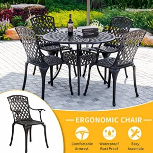 Withniture Cast Aluminum Patio Chairs Set of 2, Patio Bistro Dining Chairs Set with Large Back, All Weather Metal Outdoor Chairs for Garden Deck Backyard, Lattice Weave Design