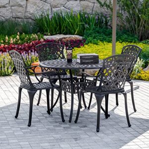 Withniture Cast Aluminum Patio Chairs Set of 2, Patio Bistro Dining Chairs Set with Large Back, All Weather Metal Outdoor Chairs for Garden Deck Backyard, Lattice Weave Design