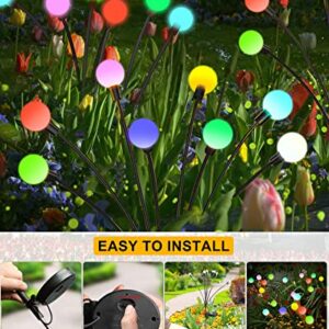 Solar Garden Lights, 8 Pack 64 LED New Upgraded Solar Firefly Lights Outdoor Waterproof, High Flexibility Starburst Swaying Solar Lights, Solar Garden Outdoor Lights for Yard Patio Pathway, Multicolor