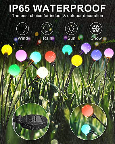 Solar Garden Lights, 8 Pack 64 LED New Upgraded Solar Firefly Lights Outdoor Waterproof, High Flexibility Starburst Swaying Solar Lights, Solar Garden Outdoor Lights for Yard Patio Pathway, Multicolor