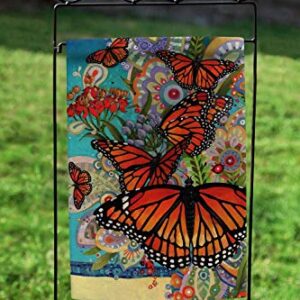 Toland Home Garden 1110777 Monarch Madness Butterfly Flag 12x18 Inch Double Sided Butterfly Garden Flag for Outdoor House Spring Flag Yard Decoration