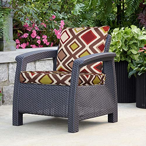 HonTop Indoor/Outdoor Deep Seat Patio Cushion 24×24 Weatherproof Chair Cushion Set for Patio Furniture, Classical Lattice