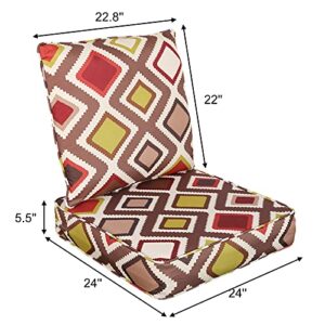 HonTop Indoor/Outdoor Deep Seat Patio Cushion 24×24 Weatherproof Chair Cushion Set for Patio Furniture, Classical Lattice