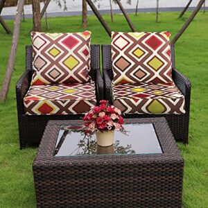 HonTop Indoor/Outdoor Deep Seat Patio Cushion 24×24 Weatherproof Chair Cushion Set for Patio Furniture, Classical Lattice