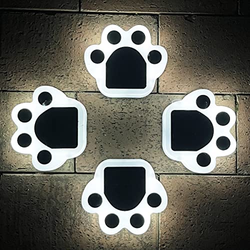 EMINGSKY Solar Light Paw Prints for Ground Path Dog Paw Garden Lights for Walkway Yard Lighting (8 Pack Cool Light)