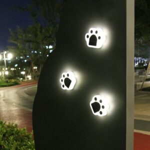 EMINGSKY Solar Light Paw Prints for Ground Path Dog Paw Garden Lights for Walkway Yard Lighting (8 Pack Cool Light)