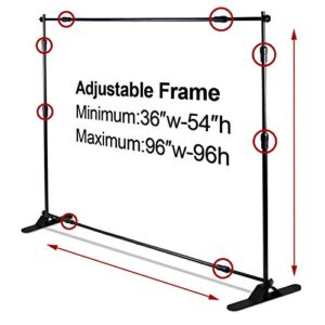 AkTop 8x8 ft Heavy Duty Backdrop Banner Stand Kit, Adjustable Photography Step and Repeat Stand for Parties, Portable Trade Show Photo Booth Background with Carrying Bag