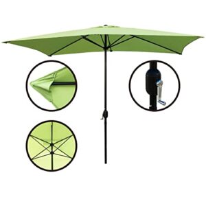 ABBLE Outdoor Patio Umbrella 10 Ft x 6.5 Ft Rectangular with Crank Weather Resistant UV Protection Water Repellent Durable 6 Sturdy Steel Ribs with Easy Handle Crank, Market Outdoor Table Umbrella for Garden, Lawn, Deck, Backyard and Pool Side,Lime Green