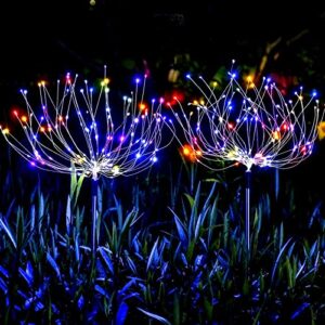 KPL Solar Outdoor Lights, Solar Firework Lights LED Sparkler Lights with 2 Modes Waterproof Solar Starburst String Lights Decorative for Yard Garden Patio Christmas Parties Wedding Decor