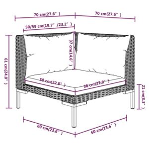 QZZCED 10 Piece Patio Lounge Set with Cushions,Outdoor Couch,Patio Bar Set,Modern Outdoor Furniture,Dining Bench with Back,Bistro Set,for Patio Deck Garden,Backyard & Lawn,Poly Rattan Dark Gray