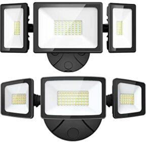 Onforu 55W + 70W LED Security Light, IP65 Waterproof Outdoor Flood Light, 3 Adjustable Heads Wall Mount Floodlight for Eave, Garden, Garage, Yard