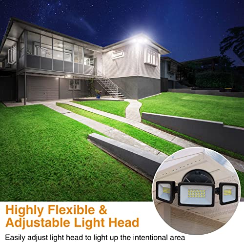 Onforu 55W + 70W LED Security Light, IP65 Waterproof Outdoor Flood Light, 3 Adjustable Heads Wall Mount Floodlight for Eave, Garden, Garage, Yard