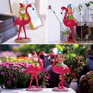 Goodeco Gnome and Flamingo Garden Statue Gifts - Mom Gifts,Flamingo Gifts for Women,Pink Flamingo Figurines Yard Lawn Sculpture Garden Decor,Gift Ideal for Parents 6*11 inch (Lady)