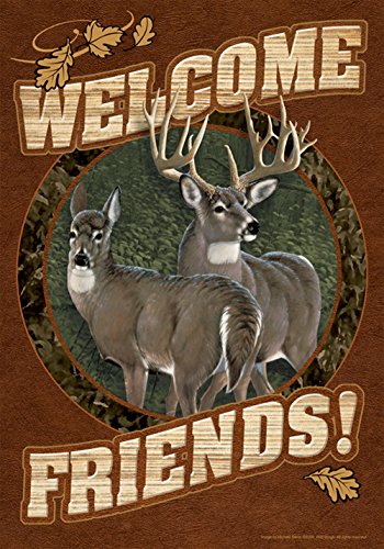 Toland Home Garden 110021 Welcome Deer Flag, Garden 12.5" x18", Double Sided for Outdoor House Yard Decoration