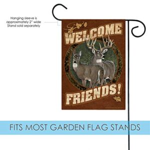 Toland Home Garden 110021 Welcome Deer Flag, Garden 12.5" x18", Double Sided for Outdoor House Yard Decoration