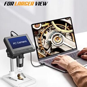 4.3 Inch Coin Microscope,ANNLOV 50X-1000X Magnification LCD Digital Microscope with 8 Adjustable LED Lights for Kids and Adults for Coin/Stamps/Plants/Soldering