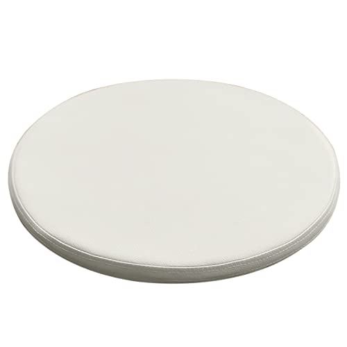 Round Memory Foam Chair Cushion, Non Slip Durable Waterproof Seat Cushion Ultra Soft Removable Chair Pad Meditation Pillows Floor Cushion Great for Kitchen Garden Patio-White-40x40cm(16x16in)