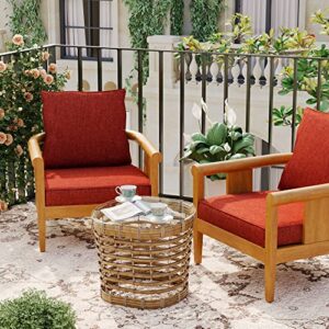 Sundale Outdoor 2PCS Waterproof Olefin Deep Seat Cushions, Outdoor/Indoor Durable Thicken Pad with Adjustable Straps, Perfect for Courtyard, Patio, Garden, Living Room (Red, 24" W x 24" D x 4" T)