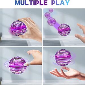 PITKLG Flying Ball Toys 2023 Upgraded Hand Controlled Flying Orb Magic Ball RGB Led Lights Boomerang Spinner 360°Rotating Soaring UFO Mini Orb Drone Flying Toy Safe for Kids Adults(Purple)