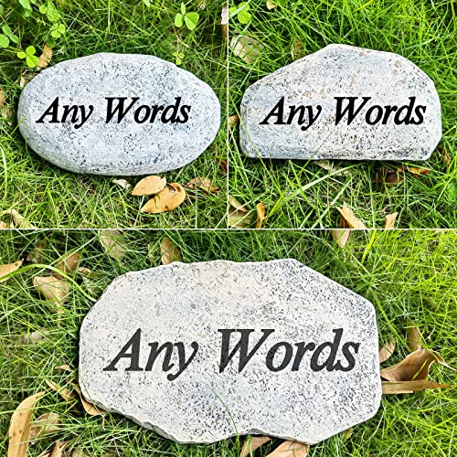 Zatanmulo Personalized Garden Stones Engraved with Any Message, Resin Simulated Fake Rocks, Laser Engraved Garden Welcome Stones, Memorial Stones, Outdoor Decorative Stones