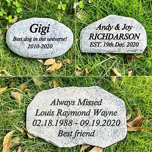 Zatanmulo Personalized Garden Stones Engraved with Any Message, Resin Simulated Fake Rocks, Laser Engraved Garden Welcome Stones, Memorial Stones, Outdoor Decorative Stones