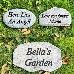 Zatanmulo Personalized Garden Stones Engraved with Any Message, Resin Simulated Fake Rocks, Laser Engraved Garden Welcome Stones, Memorial Stones, Outdoor Decorative Stones