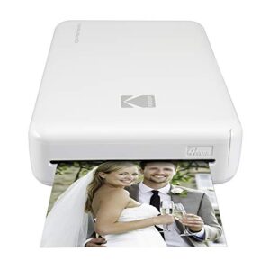 zink kodak mini 2 hd wireless portable mobile instant photo printer, print social media photos, premium quality full color prints – compatible w/ios & android devices (white)