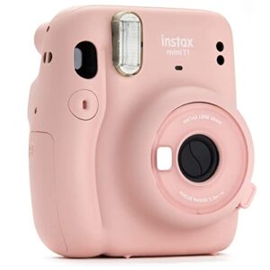 Fujifilm Instax Mini 11 Instant Camera - Blush Pink (16654774) + Fujifilm Instax Mini Twin Pack Instant Film (16437396) + Single Pack Rainbow Film + Case + Travel Stickers