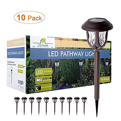 EXCMARK 10 Pathway Lights&1 Hummingbird Lantern. Solar Lights Outdoor Decorative, Solar Pathway Lights Outdoor for Garden Yard Walkway Sidewalk Driveway.