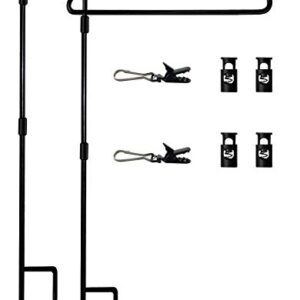 Garden Flag Stand Premium Garden Flag Pole Holder for All Seasons Yard Flags Metal Powder-Coated Weather-Proof Paint with 4 Stoppers and 2 Anti-Wind Clips 2 Pack