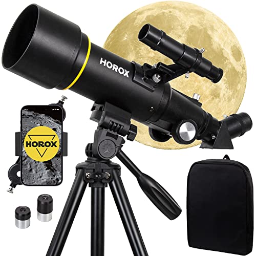 Telescope for Adults & Kids, HOROX 70mm Aperture 400mm Refractor Telescope for Astronomy Beginners, Fully Multi Coated Optics w. Pro Tripod & Phone Adapter, Portable Telescopes Backpack,Cool Tech Gift