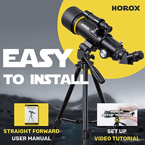 Telescope for Adults & Kids, HOROX 70mm Aperture 400mm Refractor Telescope for Astronomy Beginners, Fully Multi Coated Optics w. Pro Tripod & Phone Adapter, Portable Telescopes Backpack,Cool Tech Gift