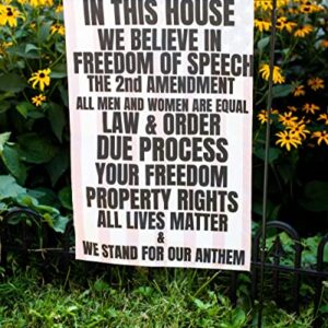 In this house we believe in the 2nd amendment Garden Flag, 12"X18" Conservative Patriotic Free Speech Yard Sign