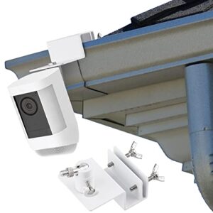 gutter mount for ring spotlight cam plus/pro (battery), weatherproof metal mount bracket for your ring security camera (white)