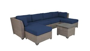 tk classics florence 7 piece outdoor wicker patio furniture set, navy