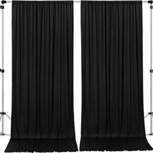 AK TRADING CO. 10 feet x 10 feet Polyester Backdrop Drapes Curtains Panels with Rod Pockets - Wedding Ceremony Party Home Window Decorations - Black