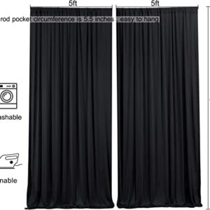 AK TRADING CO. 10 feet x 10 feet Polyester Backdrop Drapes Curtains Panels with Rod Pockets - Wedding Ceremony Party Home Window Decorations - Black