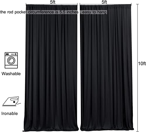 AK TRADING CO. 10 feet x 10 feet Polyester Backdrop Drapes Curtains Panels with Rod Pockets - Wedding Ceremony Party Home Window Decorations - Black