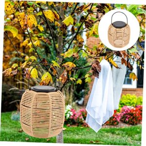 LABRIMP Landscape Light for Lawn Table Hanging LED Rattan Wedding Lights Decoration Handle with Patio Lantern Yard Garden Yellow Solar Lamp Outdoor