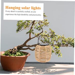 LABRIMP Landscape Light for Lawn Table Hanging LED Rattan Wedding Lights Decoration Handle with Patio Lantern Yard Garden Yellow Solar Lamp Outdoor