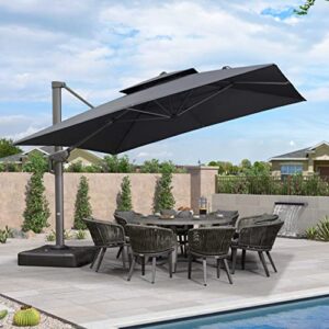 purple leaf 12′ x 12′ patio umbrella outdoor square umbrella large cantilever umbrella windproof offset umbrellas with umbrella cover for garden, deck, backyard and pool, grey