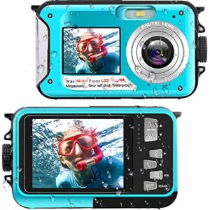 waterproof digital camera underwater camera full hd 2.7k 48 mp video recorder selfie dual screens 16x digital zoom flashlight waterproof camera for snorkeling (dv806)…