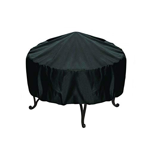 MKMKL Outdoor Garden Round Table dustproof and Rainproof Cover, dustproof Round Barbecue Cover, BBQ Grill Protection Cover,Black,130x71cm