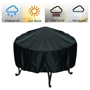 MKMKL Outdoor Garden Round Table dustproof and Rainproof Cover, dustproof Round Barbecue Cover, BBQ Grill Protection Cover,Black,130x71cm