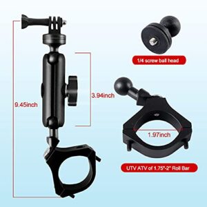 MAIKER UTV ATV Camera Mount Holder Compatible with GoPro, 1.75"-2" Roll Bar Compatible for All GoPro Models, Such as GoPro Hero 9, 8,7,5 4, Session, GoPro Max, Insta360 etc