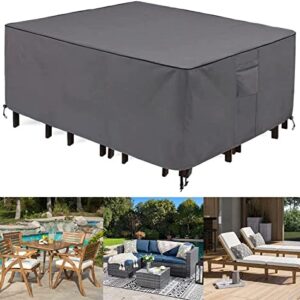 Petgrow Outdoor Cover Patio Furniture Set Covers Waterproof Rectangular Sectional Sofa Set Covers Outdoor Table and Chair Set Covers Water Resistant-74 Inch L x 47 Inch W x 27.5 Inch H